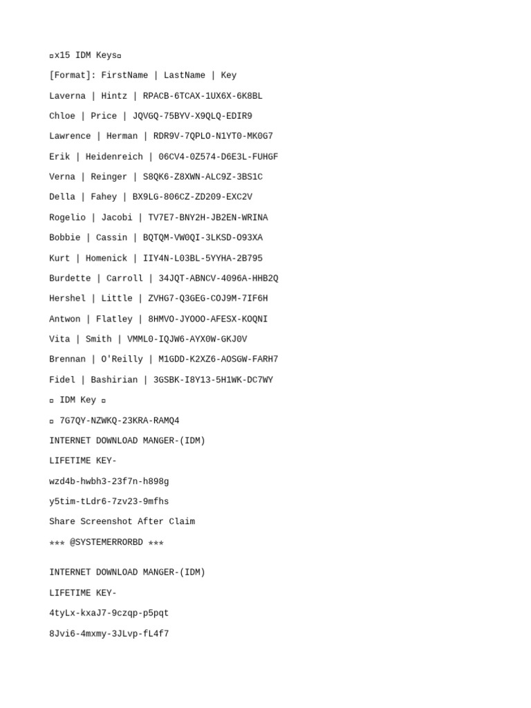 ?x15 IDM Keys? | PDF