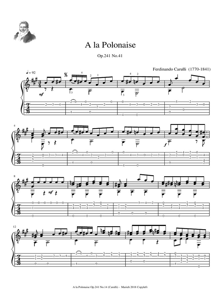 A La Polonaise Op.241 No.41 - Ferdinando Carulli 1770 - 1841 ...