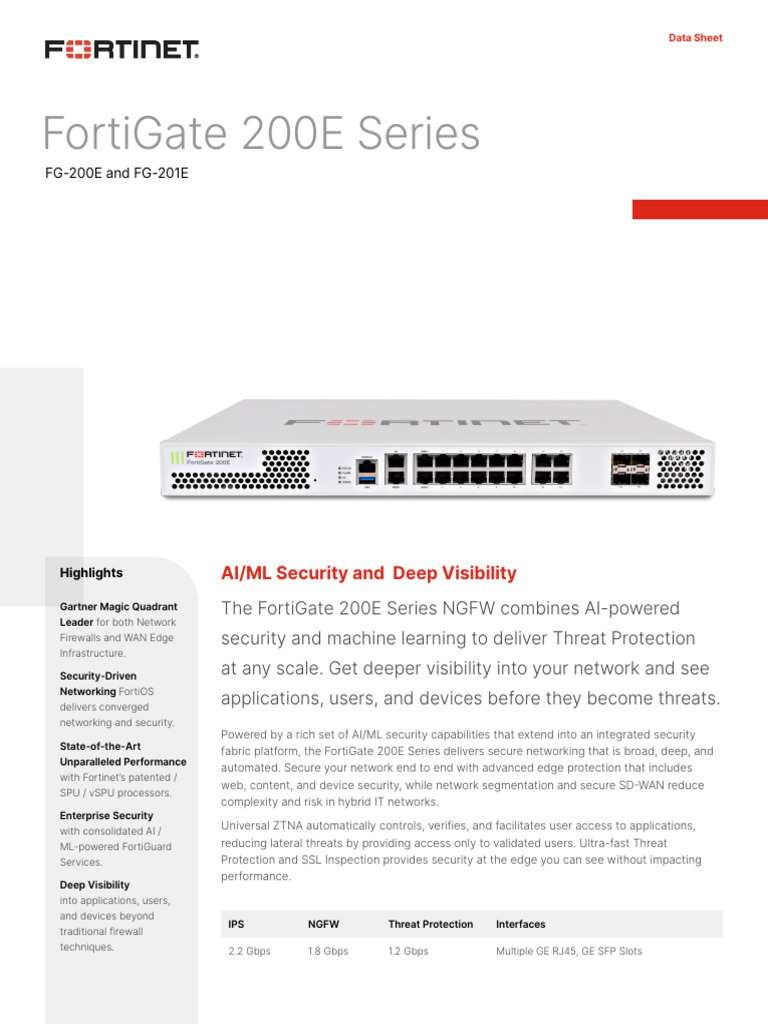 FortiGate 200E Series | PDF | Security | Computer Security