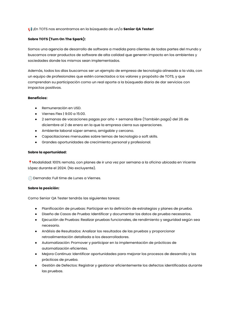 JD - Senior QA | PDF | Software | Business