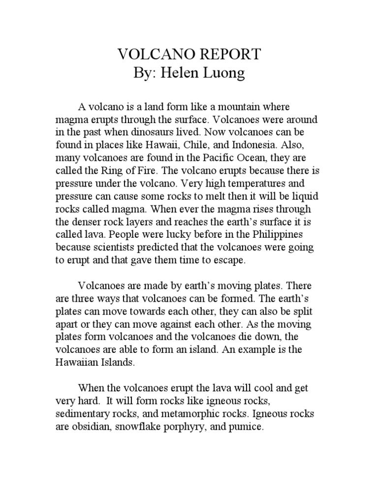 Volcano Report By: Helen Luong | PDF