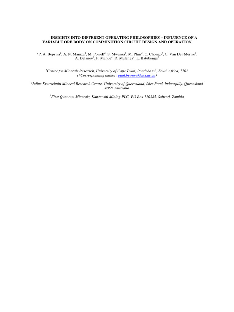 Insights Into Different Operating Philosophies - Influence of A ...