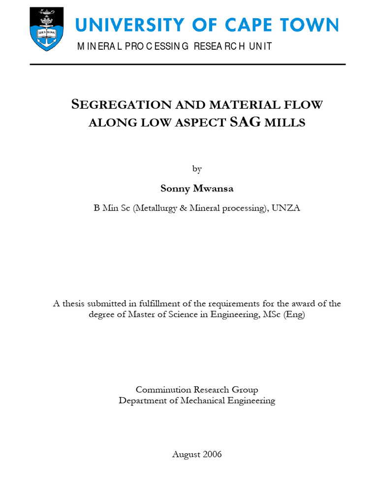Mwansa Thesis - Mill Segregation and Flow | PDF | Mill (Grinding) | Mixture