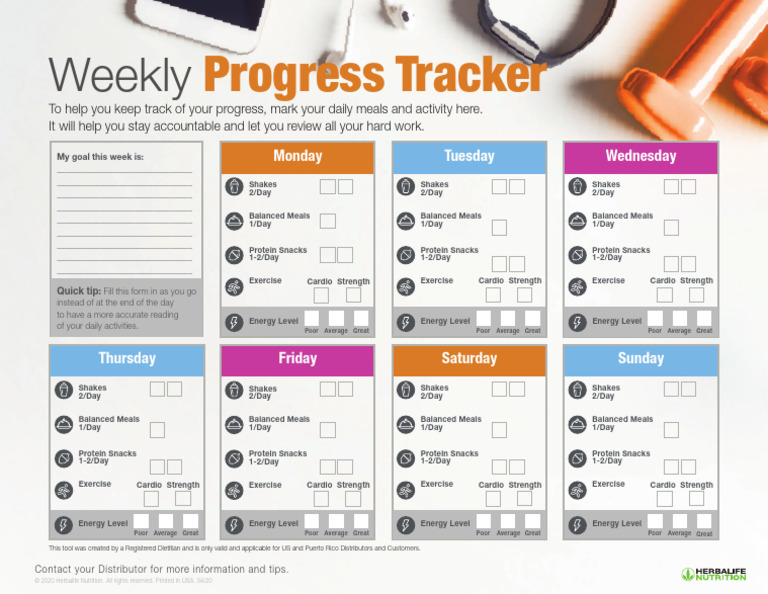 Weekly Progress Tracker | PDF | Wellness