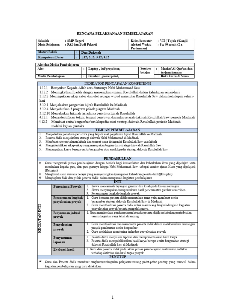 Contoh RPP Dengan Model PJBL | PDF