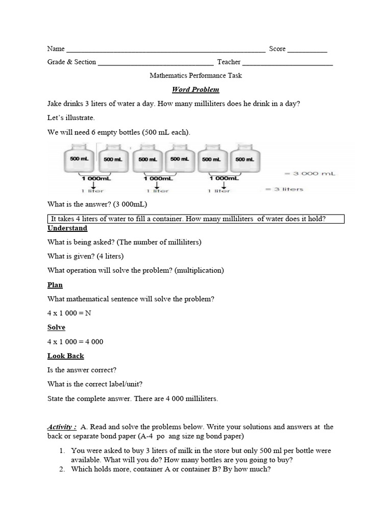 Math Perf Task | PDF