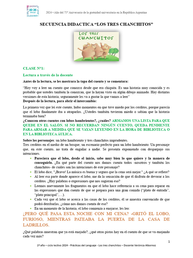 Secuencia Didáctica: Los Tres Chanchitos | PDF