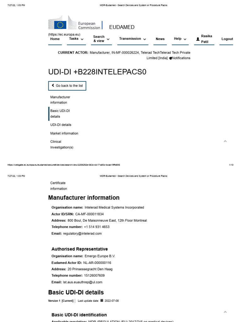 MDR-Eudamed - Search Devices and System or Procedure Packs - UDI | PDF | Computing