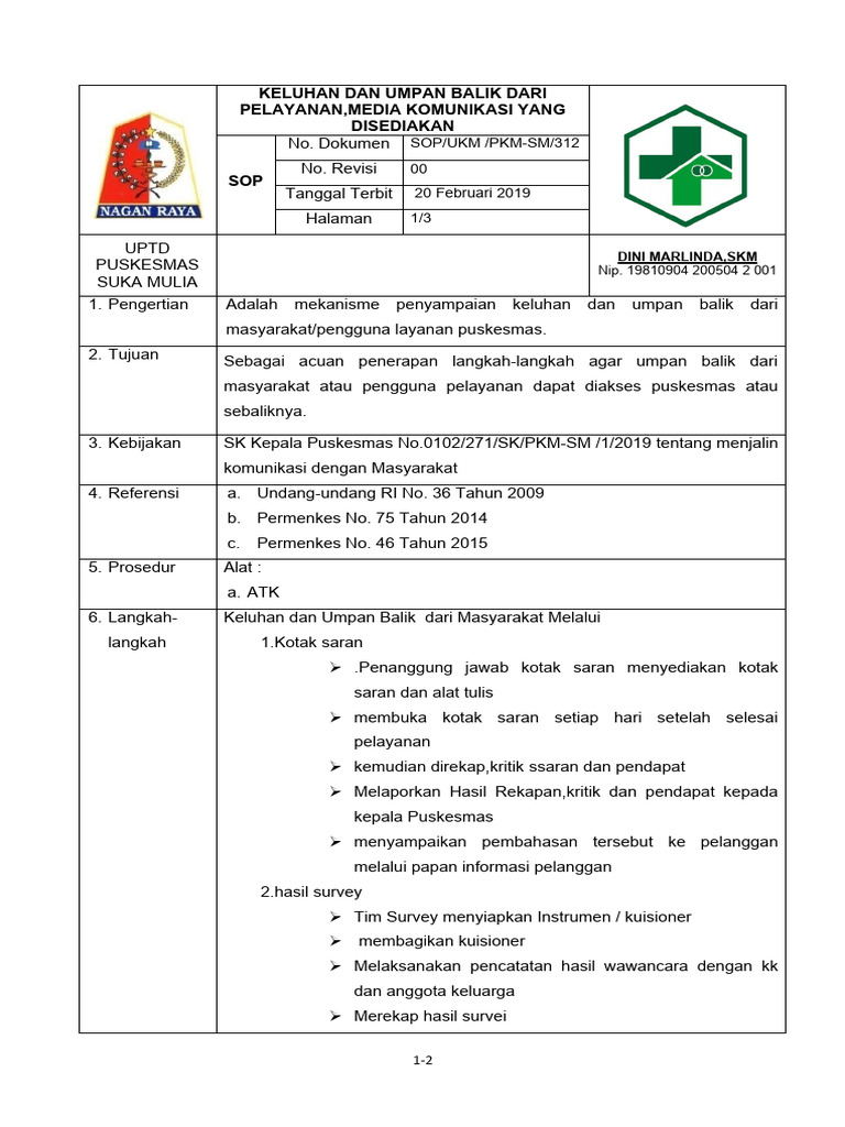 Sop UMPAN BALIK | PDF
