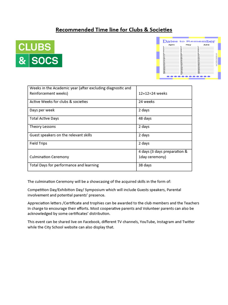 Clubs & Societies Timeline Overview | PDF | Cognition | Behavior ...