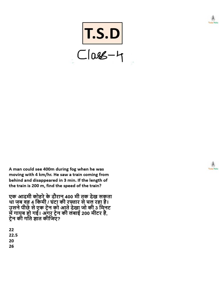 Time Speed Distance 4 Q | PDF