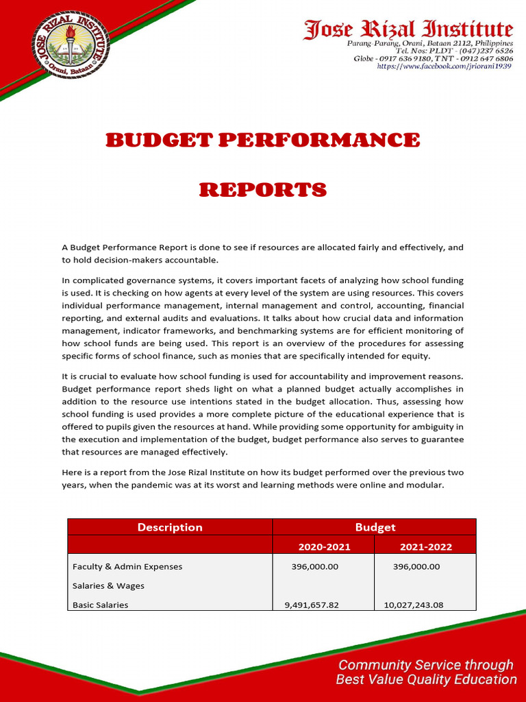 Budget Performance Reports | PDF | Budget | Economies