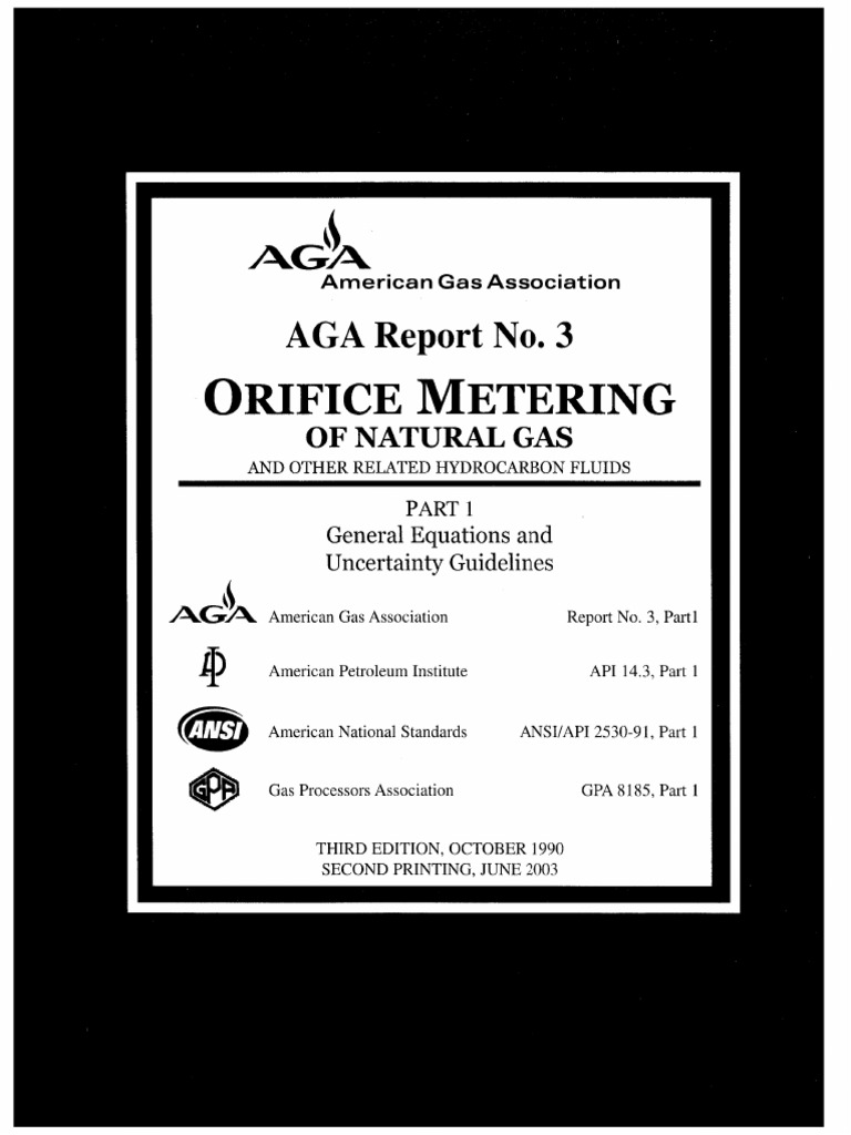 AGA Report N°3-1 Orifice Metering - Natural Gas - Ecuaciones | PDF