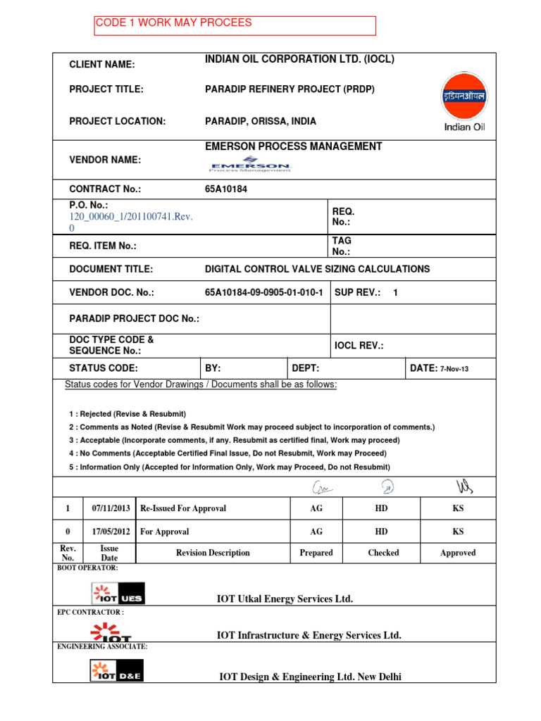65A10184-09-0905-01-010-1 Rev 1 DCV Sizing Calc | PDF | Valve | Flow Measurement
