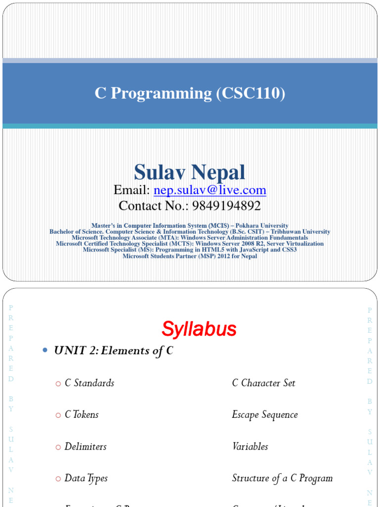 Unit 2 (Elements of C) | PDF | Integer (Computer Science) | Computer Engineering