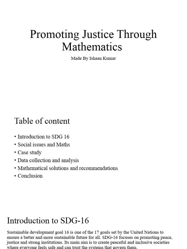 Promoting Justice Through Mathematics | PDF | Sustainable Development ...