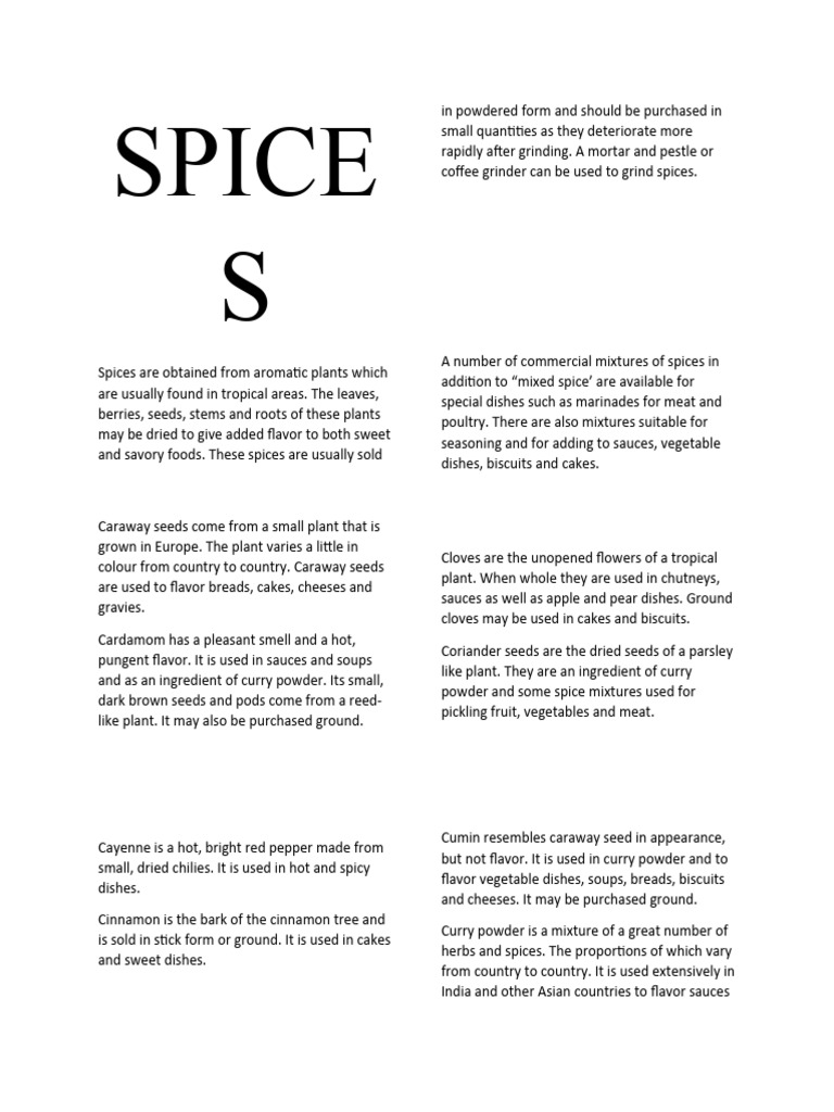 SPICES and Questions | PDF | Spice | Black Pepper