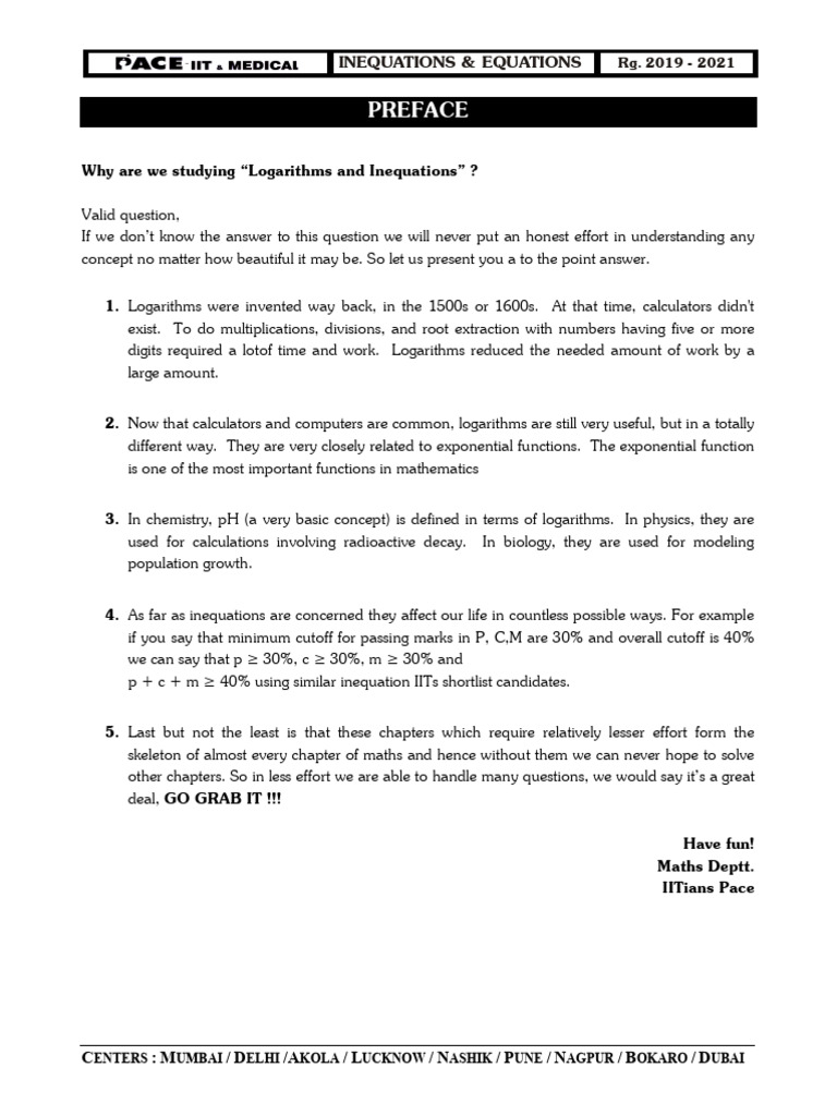 Inequations Equations Pdf Logarithm Exponential Function