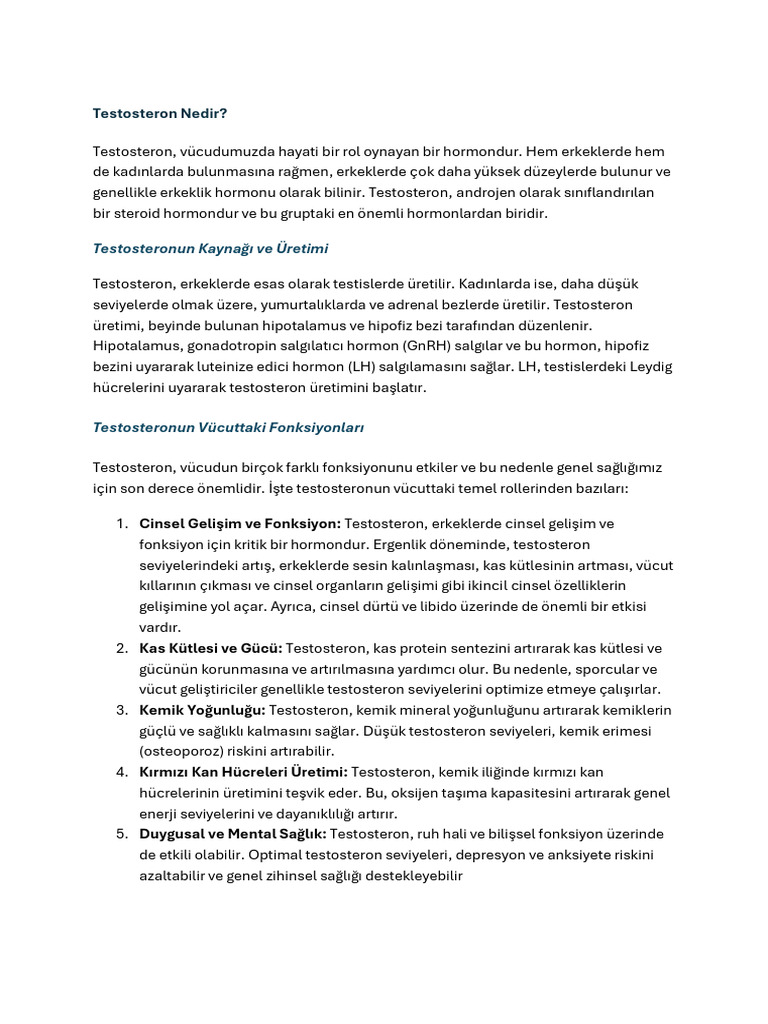 Testosteron Nedir | PDF