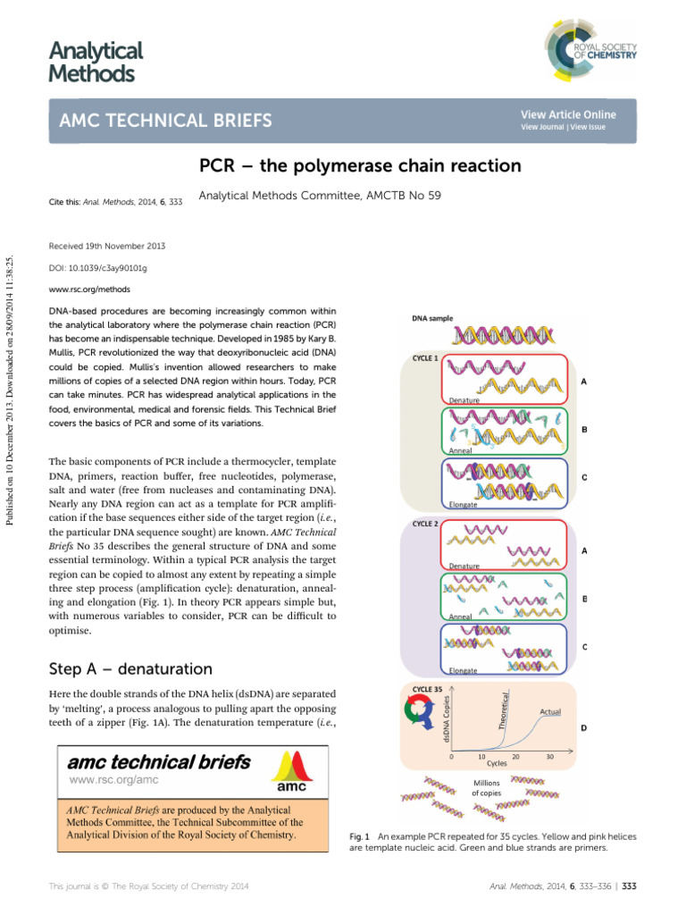 PCR The Polymerase Chain Reaction 2014 | PDF | Polymerase Chain Reaction | Primer (Molecular ...