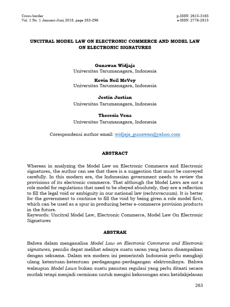 Uncitral Model Law of e Commerce | PDF | Komputer