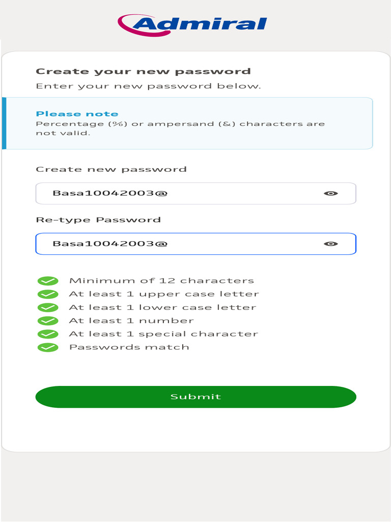 Change Password Admiral | PDF
