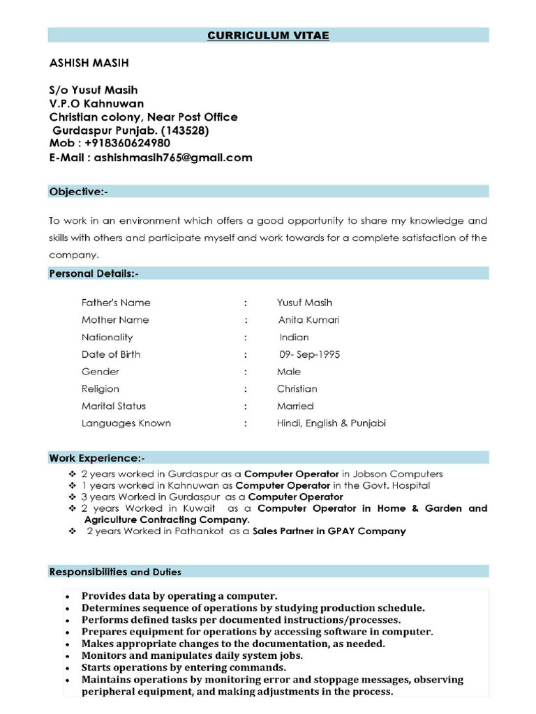 Ashish Masih Resume | PDF