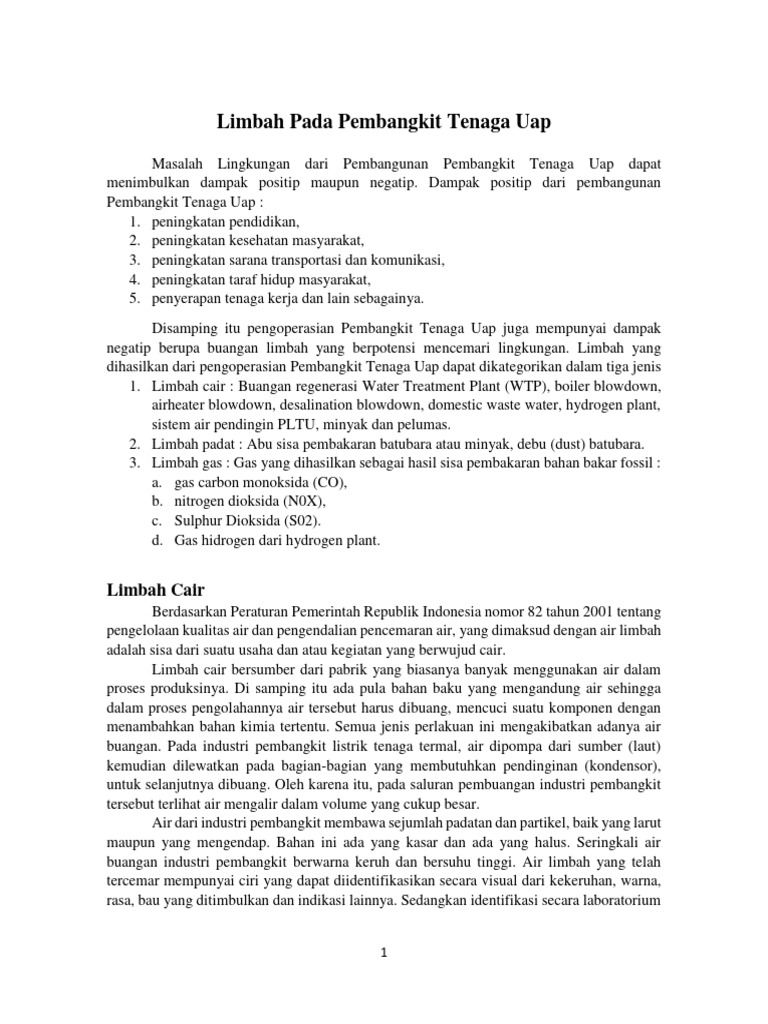 Materi - Pencemaran Lingkungan Akibat Pengoperasian PTU | PDF