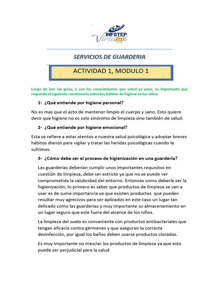 Activ 1, mod 1 vidalma-rodriguez | PDF | Higiene | Las emociones