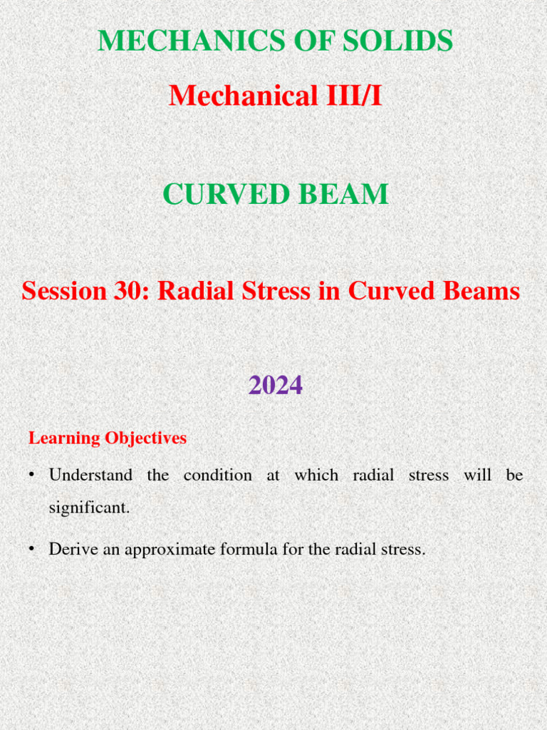 Radial Stress in Curved Beams | PDF | Beam (Structure) | Stress (Mechanics)
