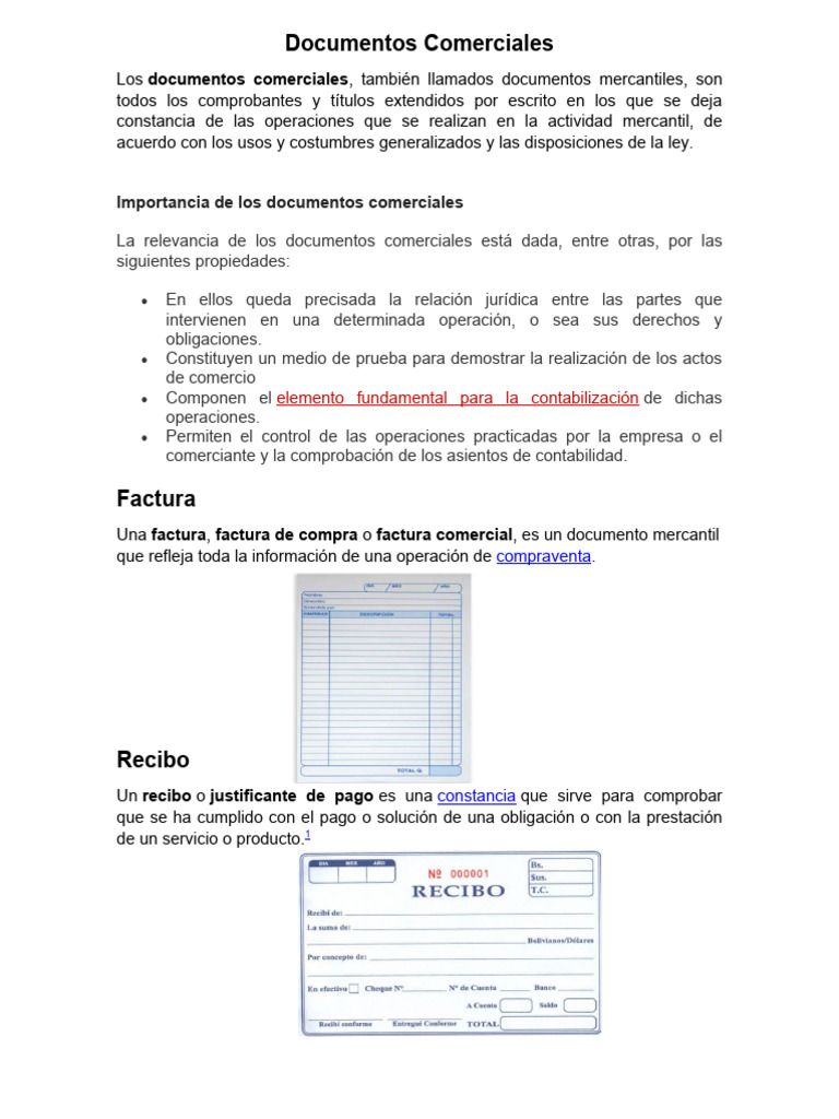 Documentos Comerciales | Descargar gratis PDF | Cheque | Factura