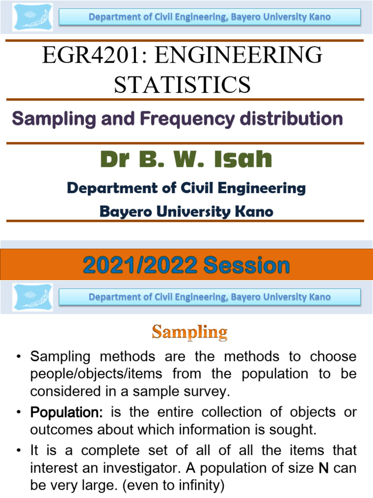 Sampling and Frequency Distribution | PDF | Quartile | Sampling (Statistics)
