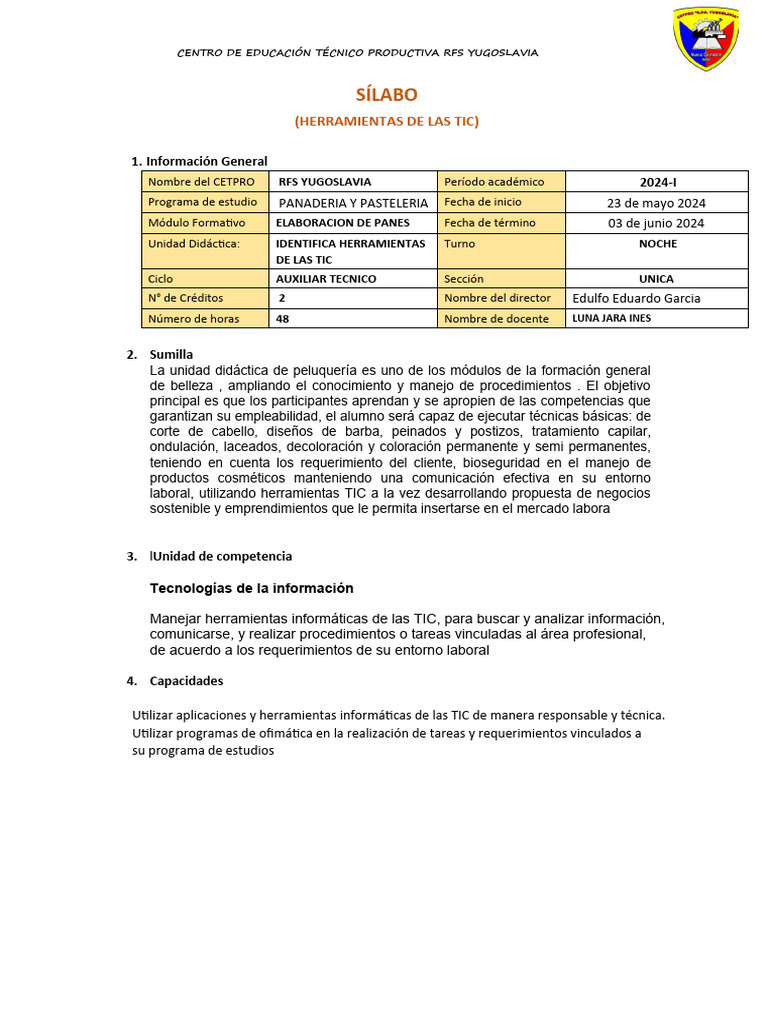Silabos HERRAMIENTAS DE LAS TIC | PDF | Multimedia | Internet