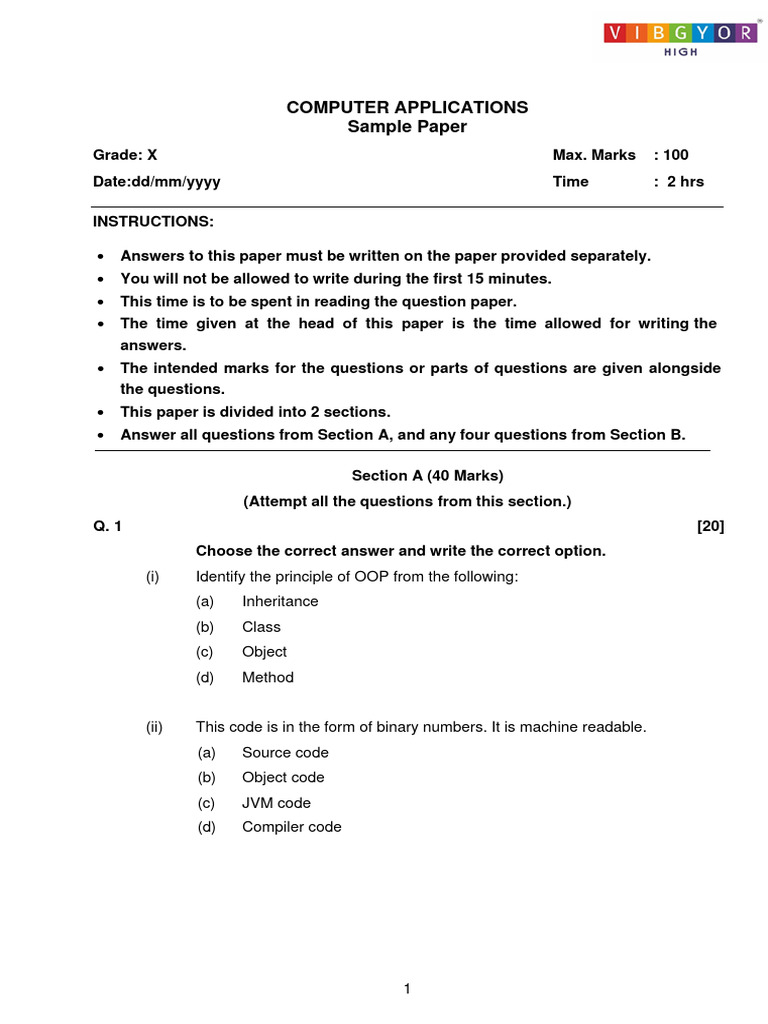 Gr 10 CTA QP Sample Paper | Download Free PDF | Constructor (Object ...