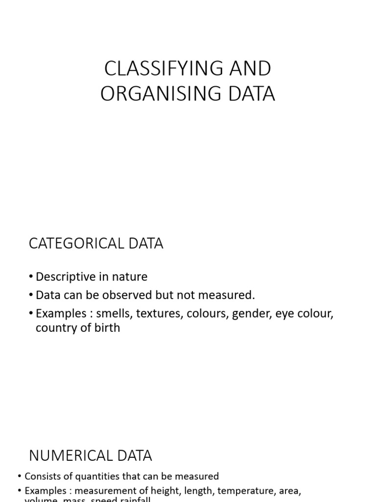 Classifying and Organising Data | PDF | Data | Measurement
