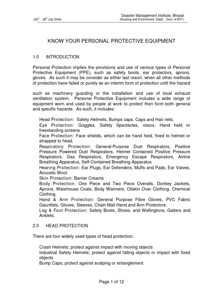 PPE Guidelines | PDF | Personal Protective Equipment