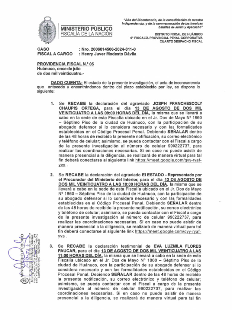 PROVIDENCIA #05 CASO N° 811-2024 | PDF