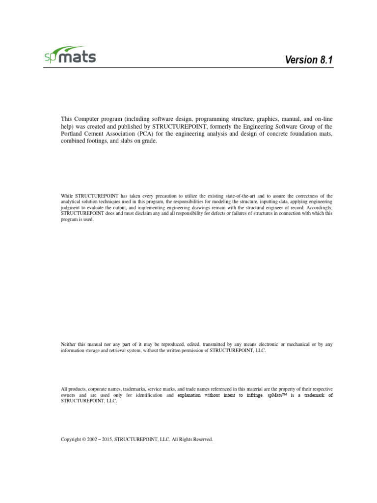 0 Spmats Manual v8.1 | PDF | Cartesian Coordinate System | Bending