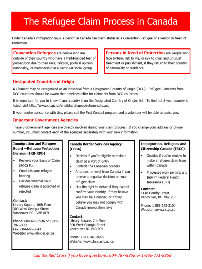 English - Refugee Claims ProcessFlowChart | PDF | Refugee | Immigration Law
