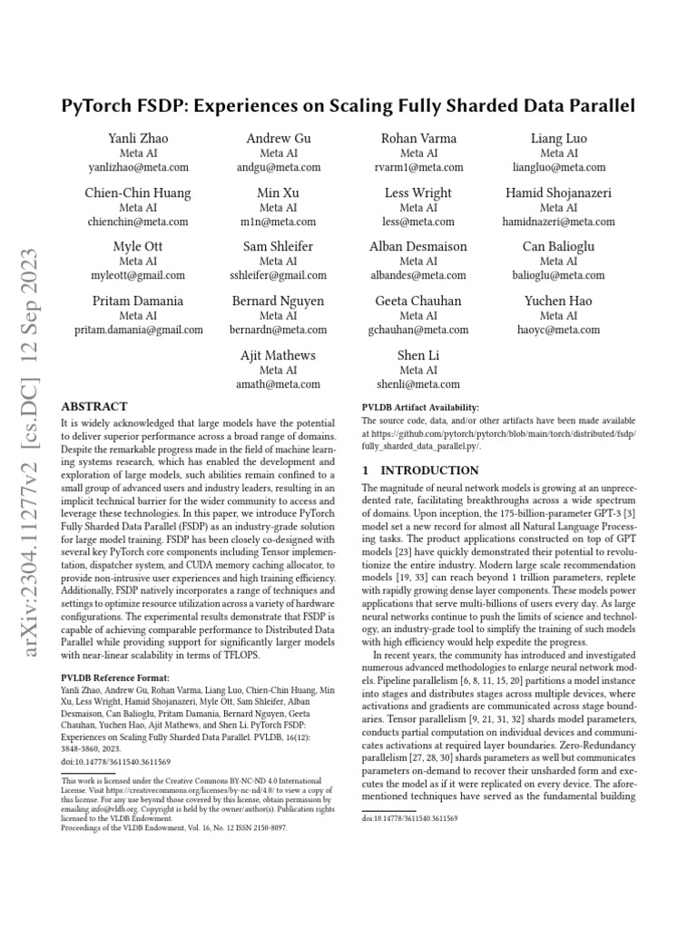 Pytorch FSDP: Experiences On Scaling Fully Sharded Data Parallel | PDF | Graphics Processing ...