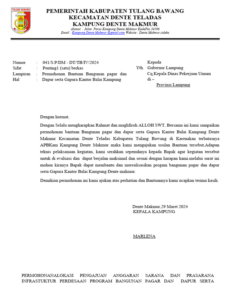 Proposal Bantuan Pagar Balai Desa | PDF | Perjalanan