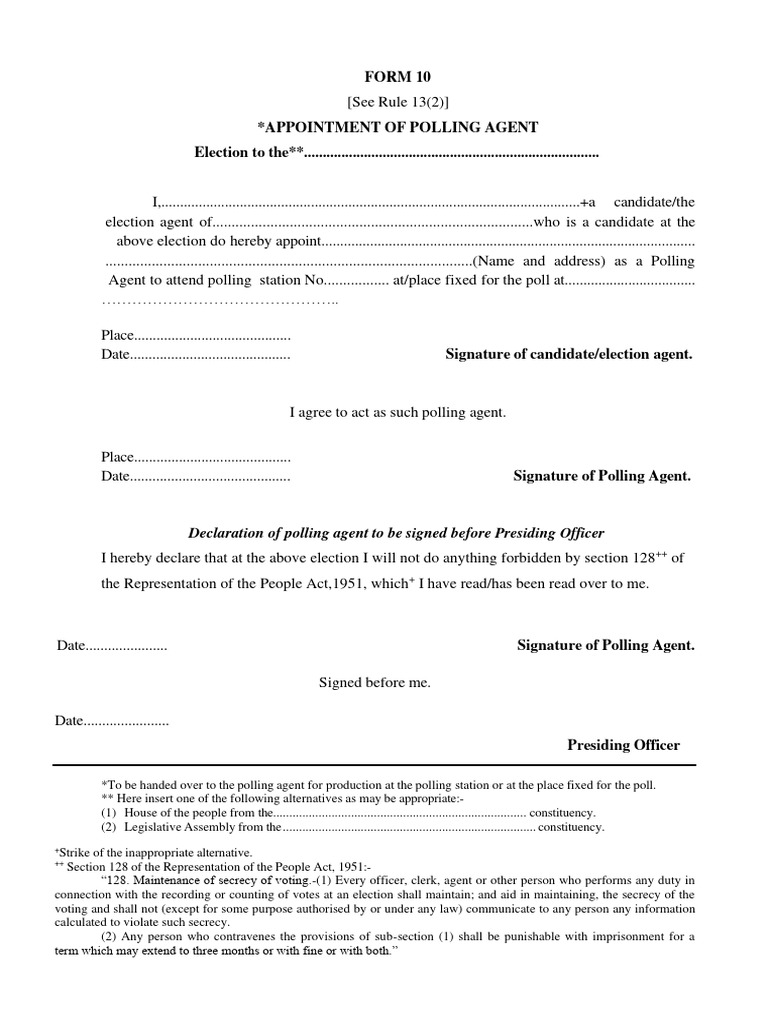form 10 | Download Free PDF | Elections | Government
