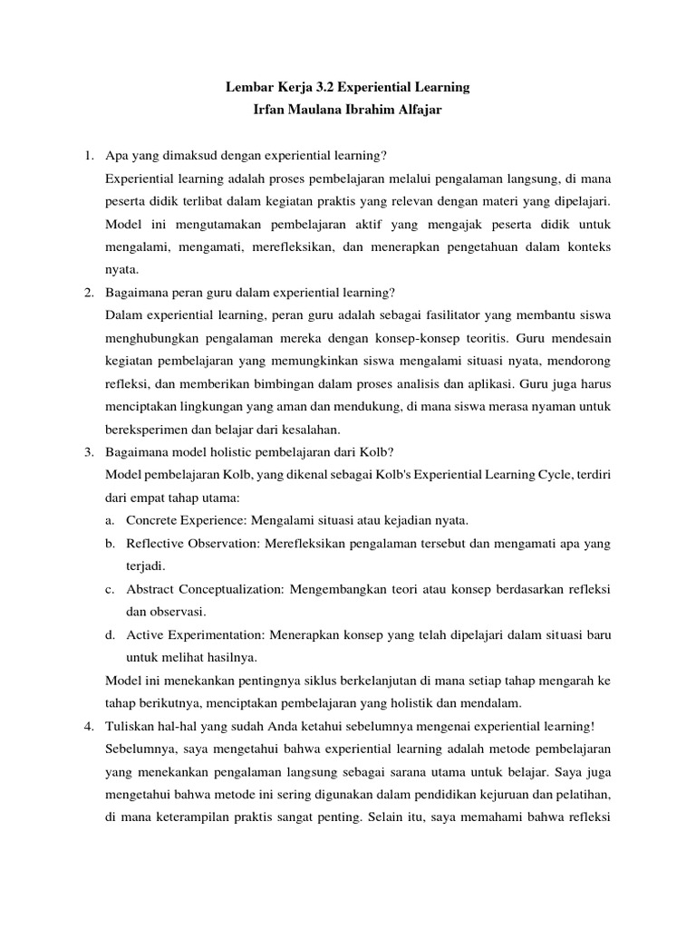Lembar Kerja 3.2 Experiential Learning | PDF