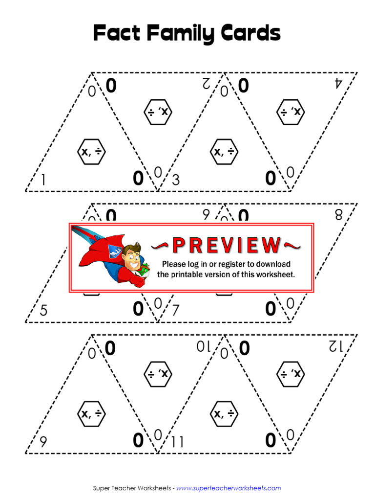 Fact Families Cards Multiplication | PDF