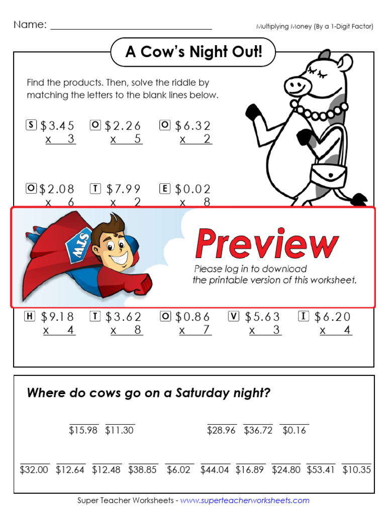 Math Cows Night Out | PDF