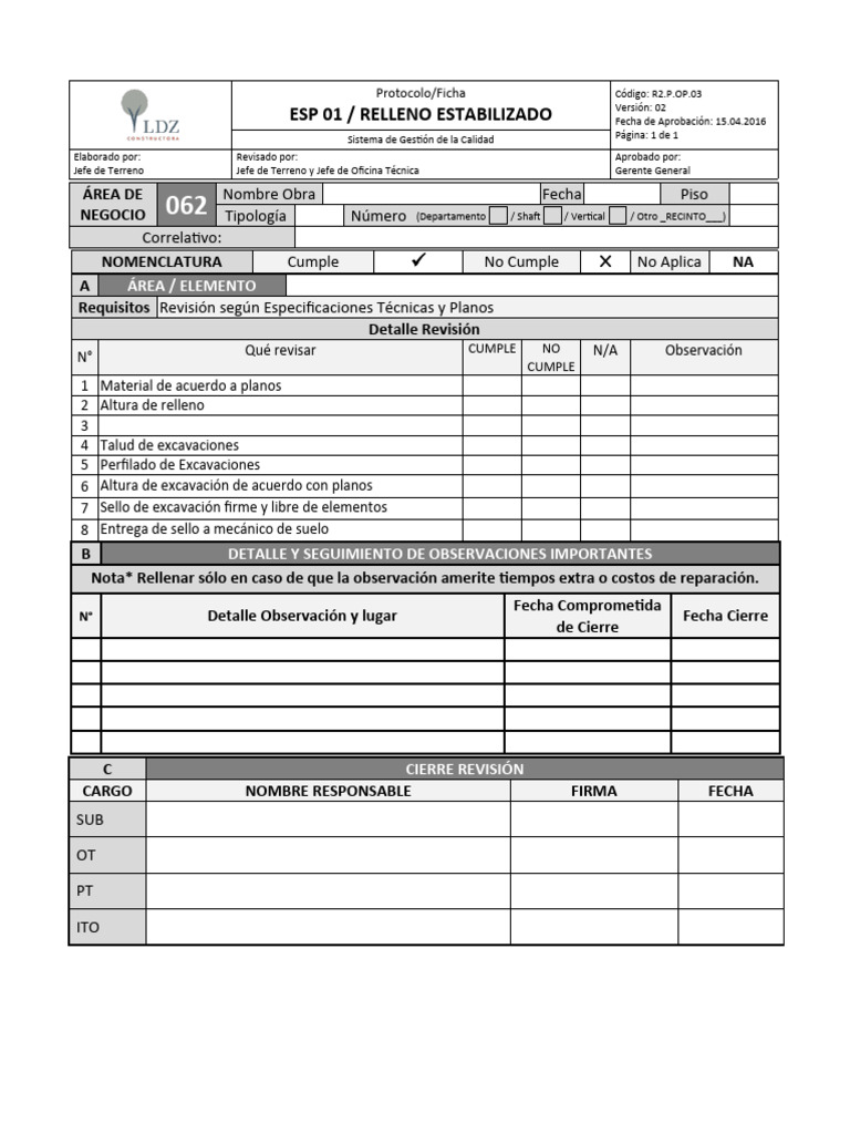 Protocolo de Relleno Estabilizado | PDF