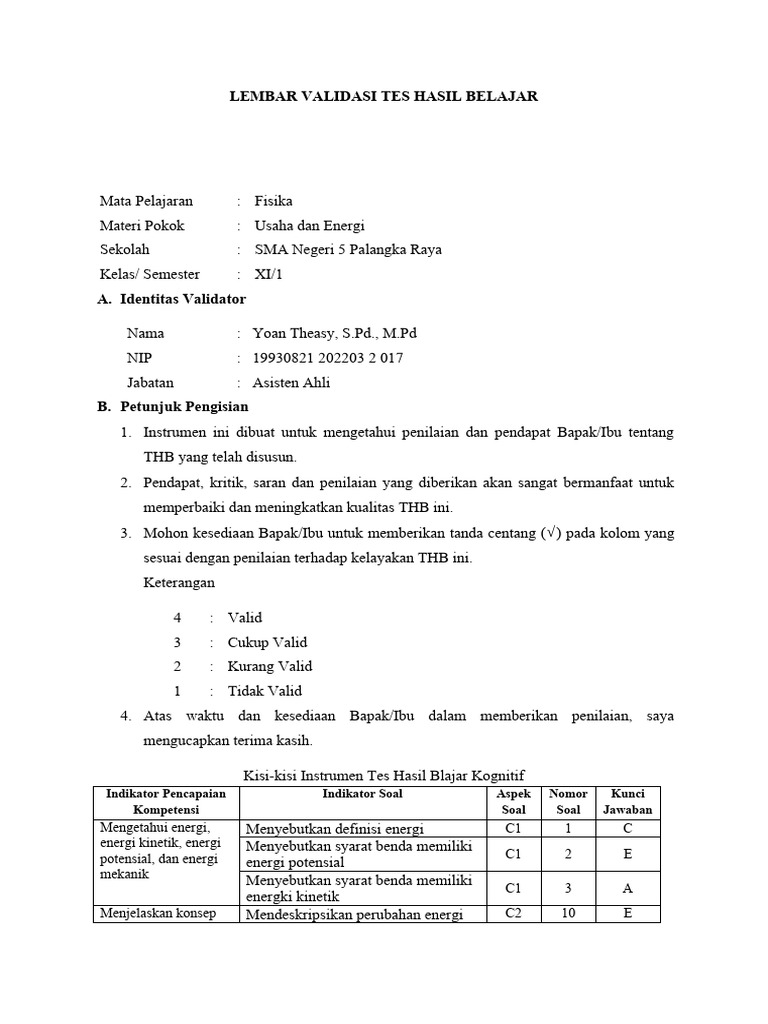 Validasi Fix Ibu Yoan | PDF