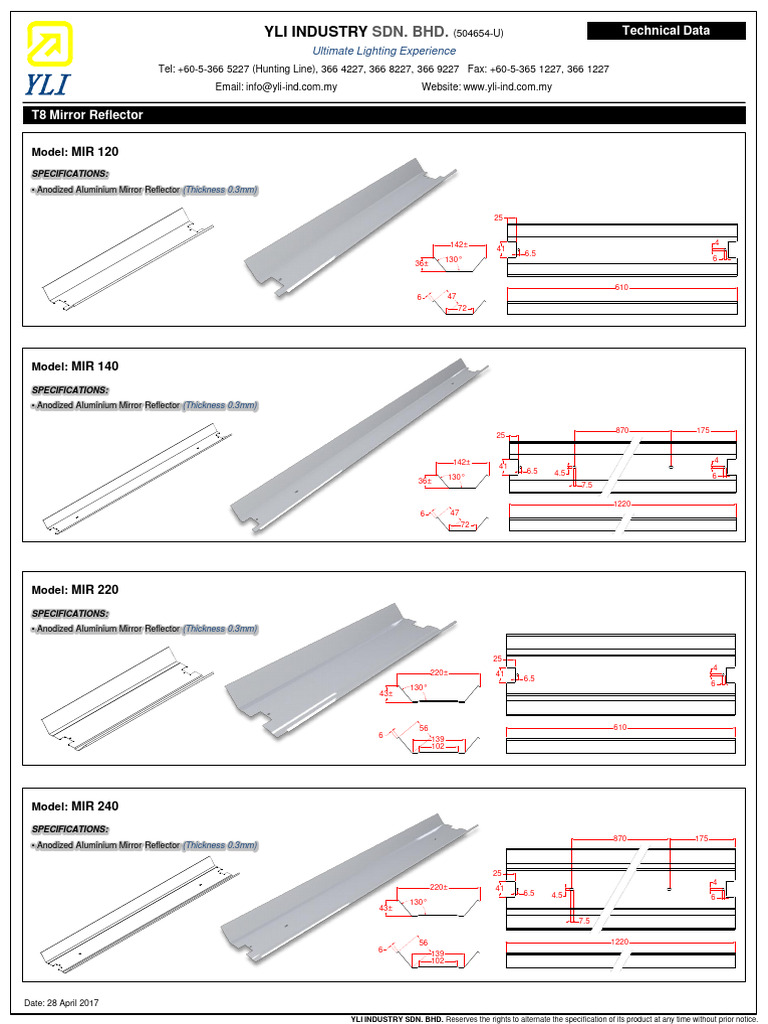 T8 Anodized Aluminium Reflectors | PDF | Mirror | Components