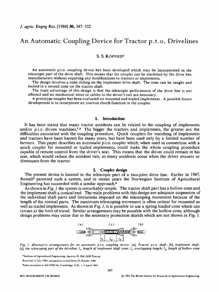 (Journal of Agricultural Engineering Research Vol. 30 Iss. None) Kofoed - An Automatic Coupling ...