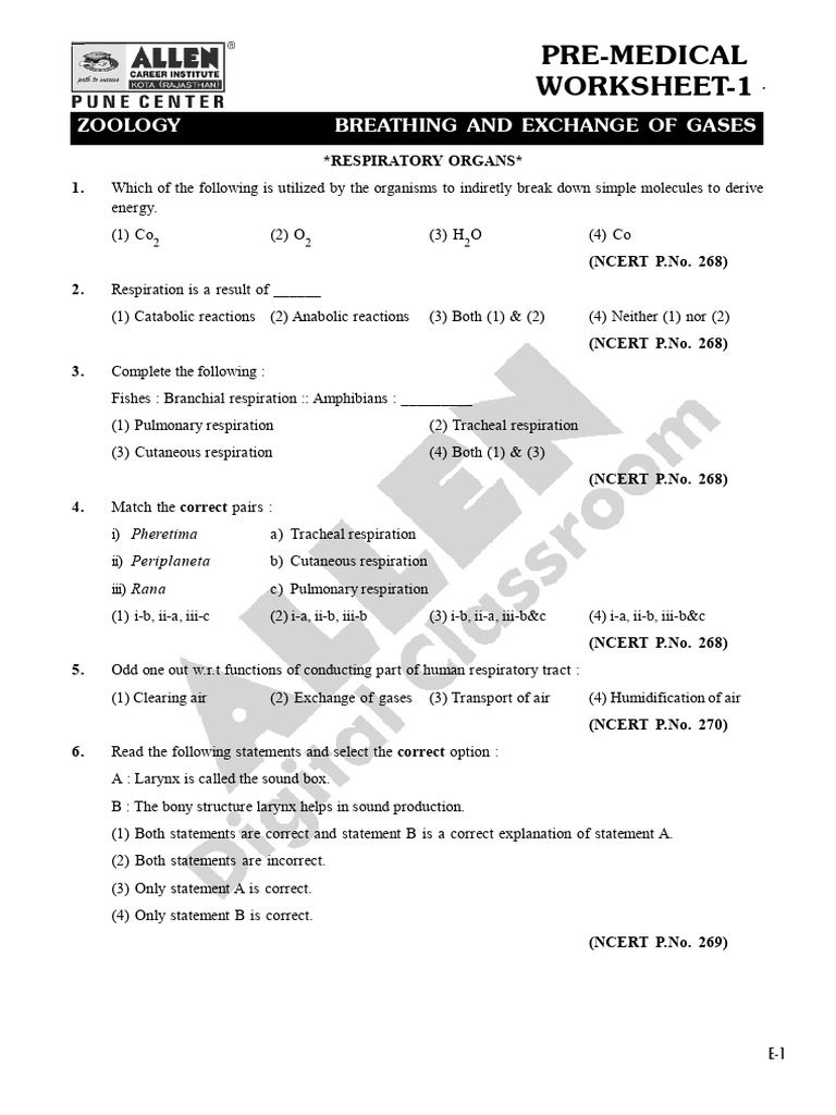 28_Worksheet-1_Zoology_Breathing and Exchange of Garus_Arbaz Ali Sir ...